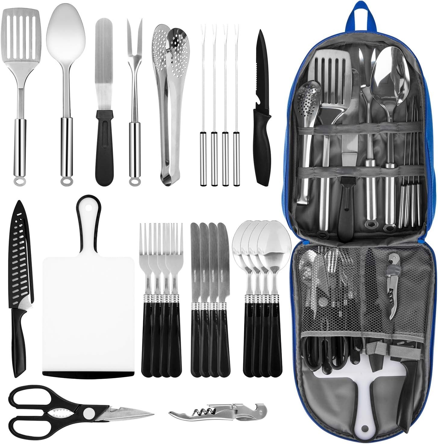 27-Piece Portable Camping & BBQ Utensil Set Kit with Case - That Big Tree
